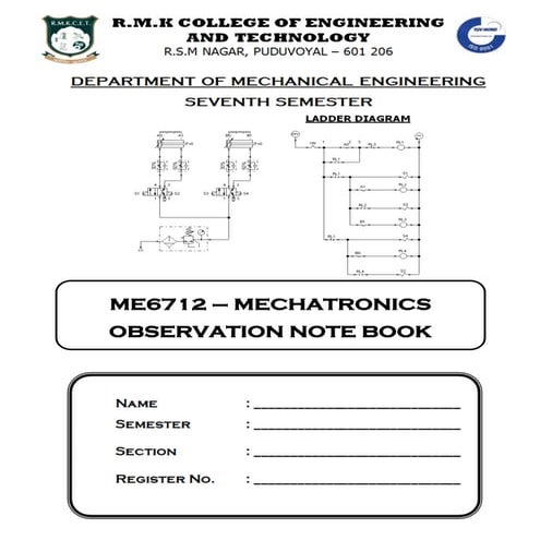 Mechatronics students manual 2013 reg updated | PDF