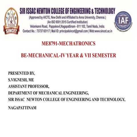 Mechatronics Unit 1 Pptx Computer Peripherals Computing