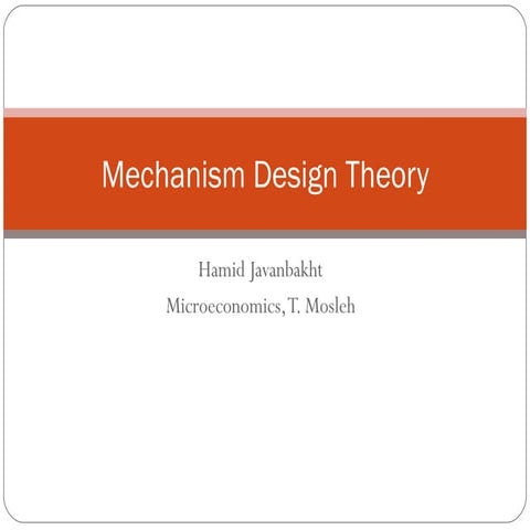 Mechanism Design Theory | PPT | Strategy Video Games | Video Game Genres