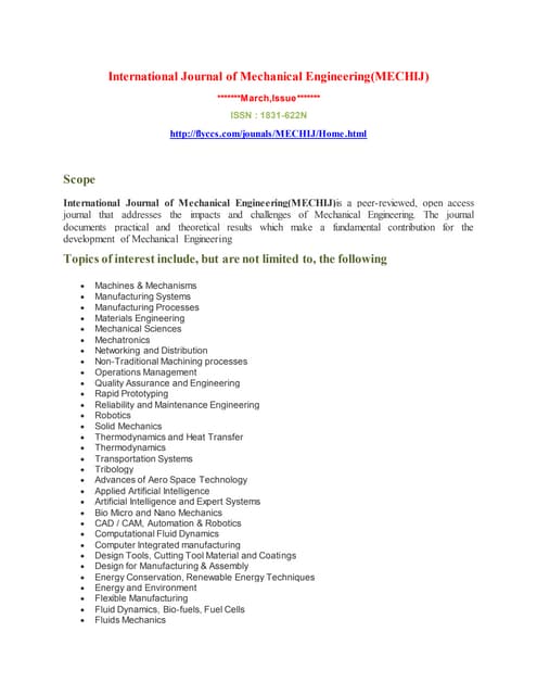 International Journal of Recent Advances in Mechanical Engineering ...