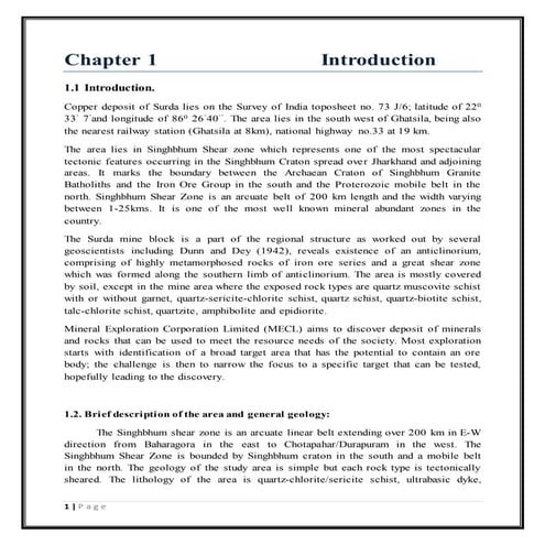 Dissertation on surda mines jharkhand under MECL-2014 | PDF