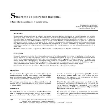 Síndrome de Aspiración de Meconio (SAM) | PDF