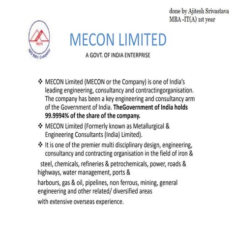 Mecon limited | PPTX