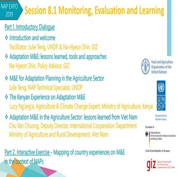 8.1 Monitoring, evaluation and learning | PDF | Agriculture | Industries