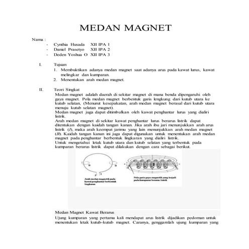 MEDAN MAGNET (kawat lurus) kelas 12 SMA- | PDF