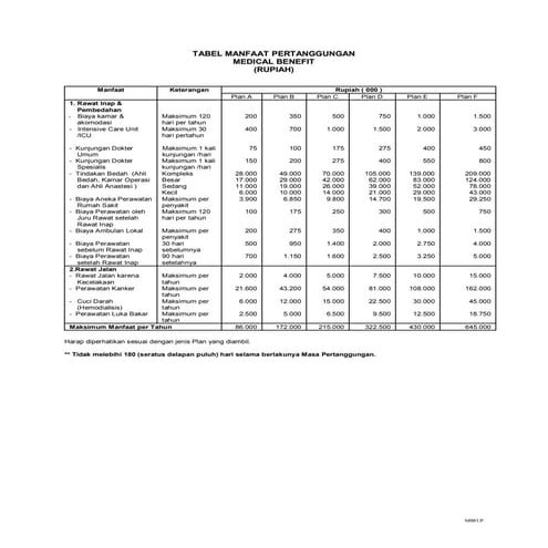 Daftar plan medical | PDF