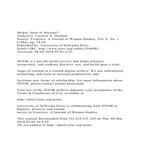 Medea Hero or HeroineAuthor(s) Carolyn A. DurhamSo.docx