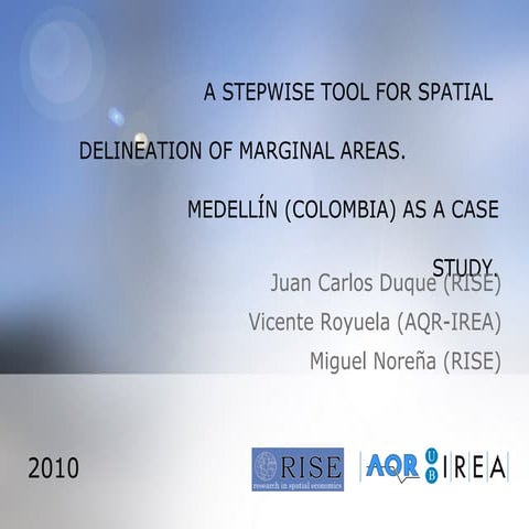 A STEPWISE TOOL FOR SPATIAL DELINEATION OF MARGINAL AREAS | PPT