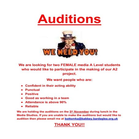 Media Audition Sheet | DOCX