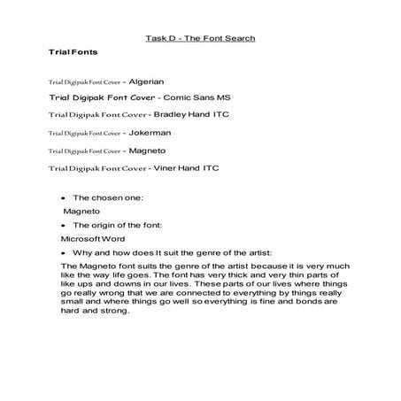 Media the font research | DOCX | Desktop Publishing | Computer Software and Applications