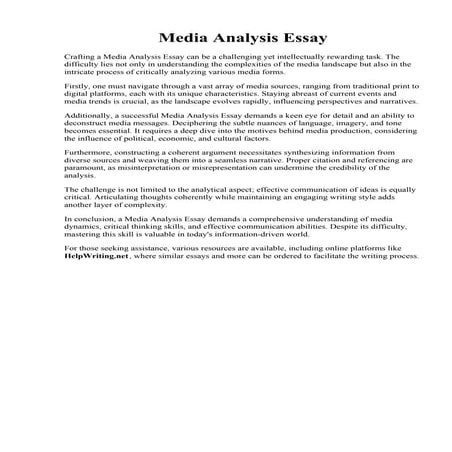 Media Analysis Essay.pdfMedia Analysis Essay | PDF