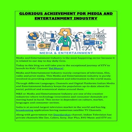 GLORIOUS ACHIEVEMENT FOR MEDIA AND ENTERTAINMENT INDUSTRY | PDF