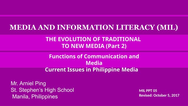 10. Media and Information Literacy (MIL) - Media and Information ...