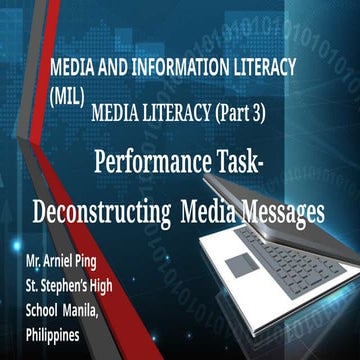 Media and Information Literacy (MIL) 4. Types of Media (Part 3)- Performance Task ...