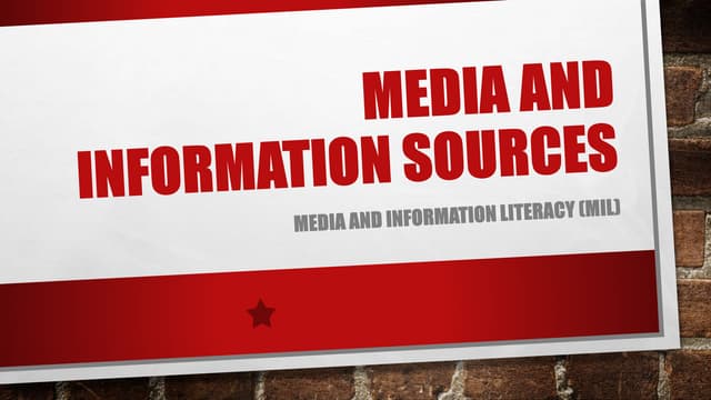 Media and Information Sources Presentation | PPTX