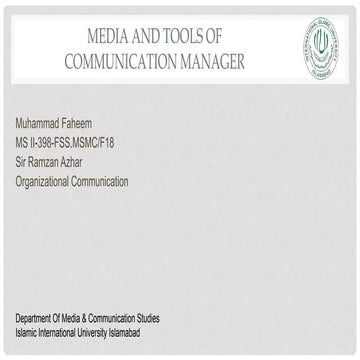 Media and Tools of Communication Manager | PPTX
