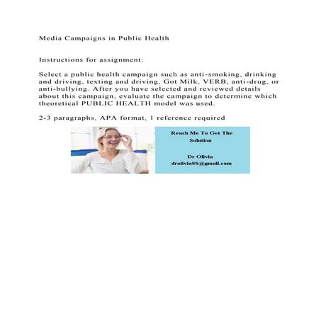 Media Campaigns in Public Health Instructions for assignment.docx