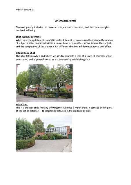 Shot angles with Examples | DOCX