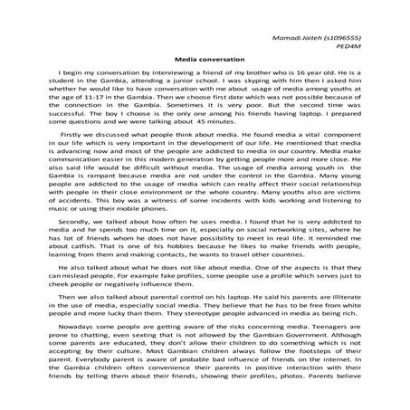 Media conversation! assignment (1) | PDF