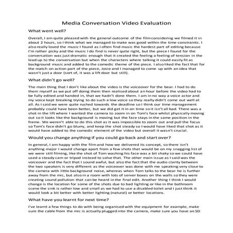 Media conversation video evaluation | PDF