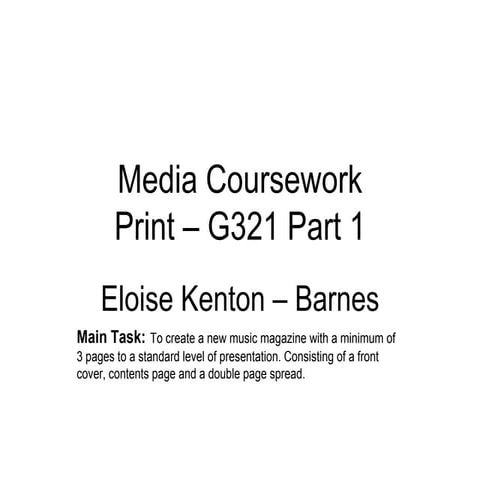 Media Coursework - Planning | PPT