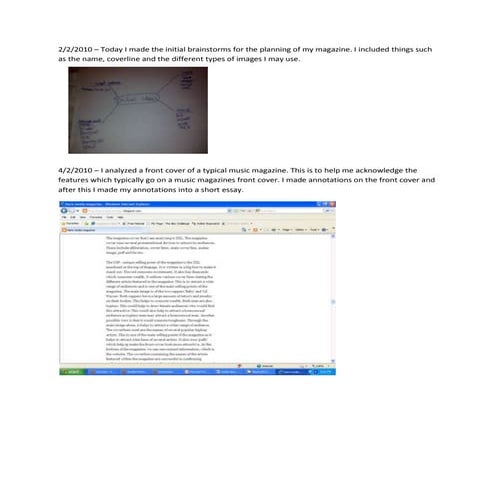 Media Diary Entries For Practical Work | PDF