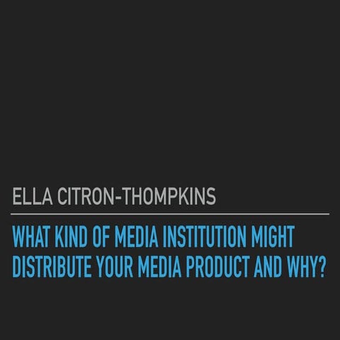 What kind of media institution might distribute your media product and ...