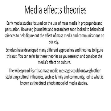 Media effects theories. media culture and societypptx | PPTX