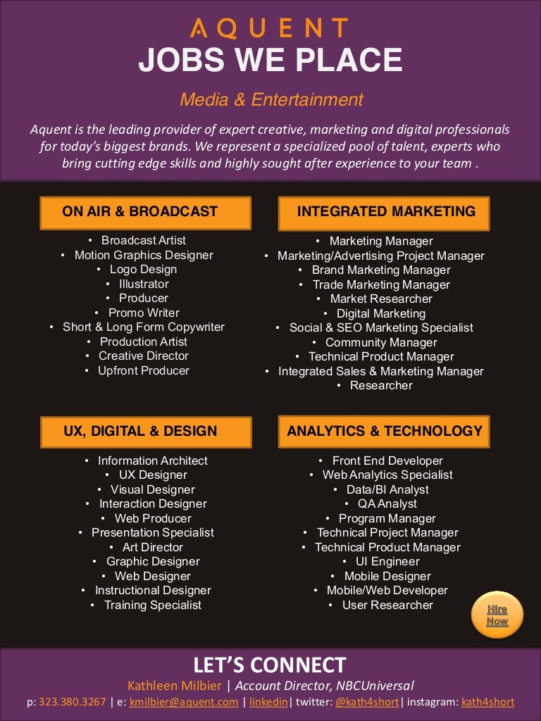 Top Media & Entertainment Jobs We Place