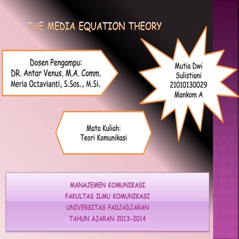 Media equation theory | PPTX