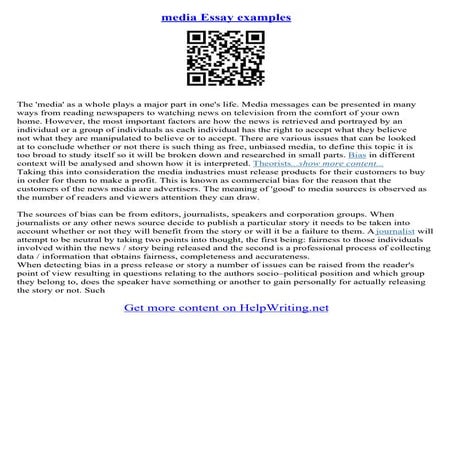 Media Essay Examples | PDF
