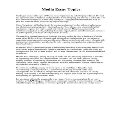 Media Essay Topics | PDF