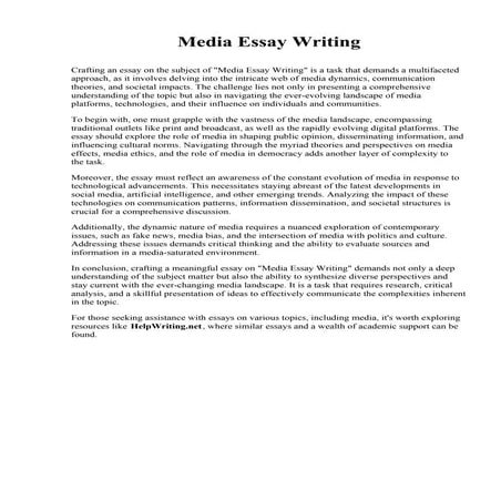 Media Essay Writing | PDF | Technology & Computing