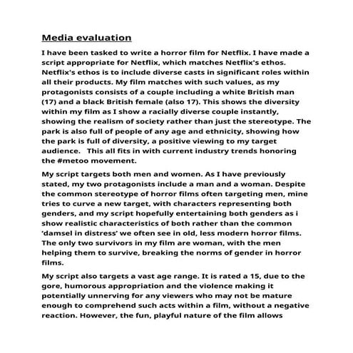 Media evaluation for my media coursework | PDF