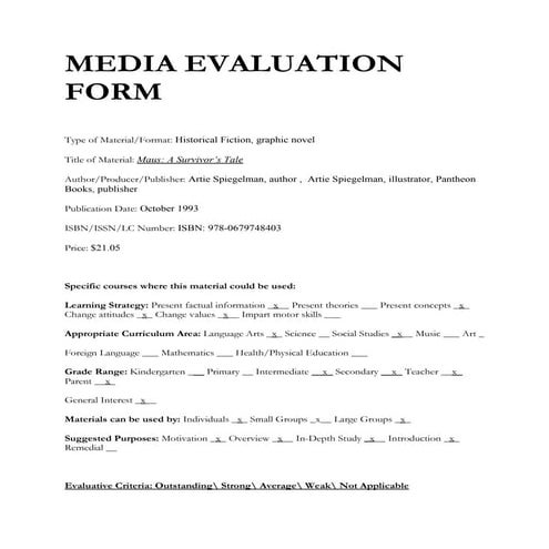 Media Evaluation Form Artifact | DOCX