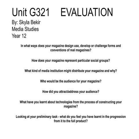 Media evaluation presentation | PPT
