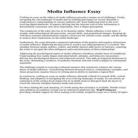 Media Influence Essay.pdf | Brain and Nervous System Disorders ...