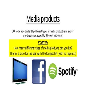 GCSE Media - Lesson 2/3 different media products | PPTX