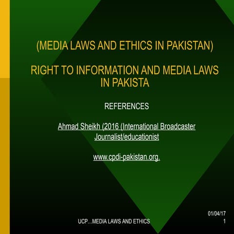 Media laws and ethics (right to information act jan 2016) | PPT