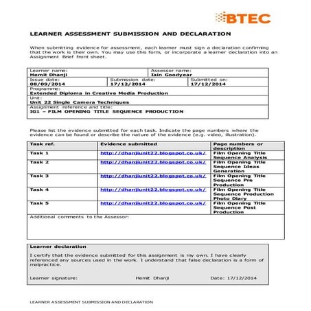 Y1 Games IG2 Learner Assessment Submission Declaration | DOCX