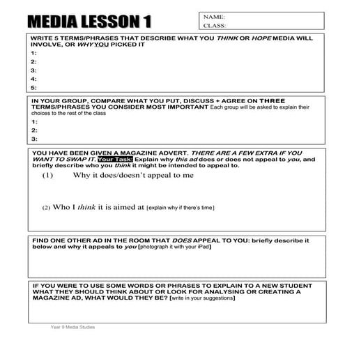 Year 9 media introduction | PDF