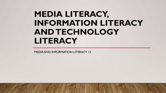 THE EVOLUTION OF MEDIA AND INFORMATION LITERACY | PPTX