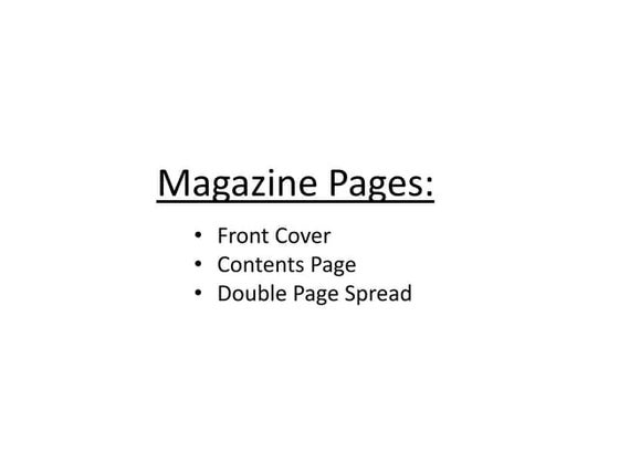 My front cover and double spreadsheet magazine | PPT