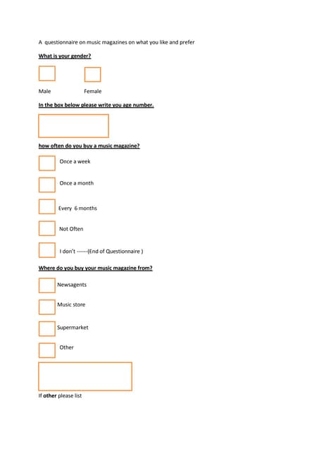 Questionnaire | DOCX | Music | Entertainment