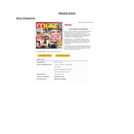 Media pack mizz magazine | DOCX