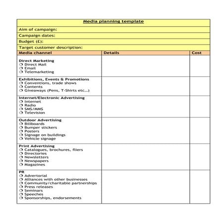 Media planning template! | PDF