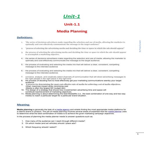 Media planning, Components of media plan, Media Scheduling, Media ...