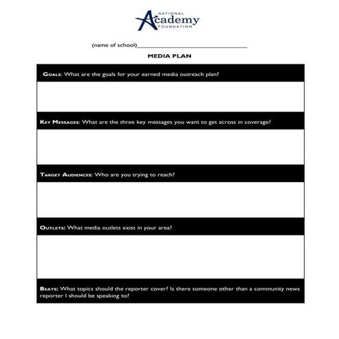 Media plan template | DOC