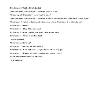 Preliminary Task - Draft Script | PDF