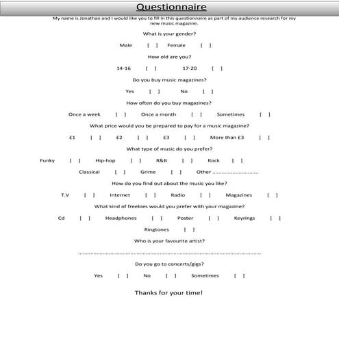 Media Questionaire | PDF